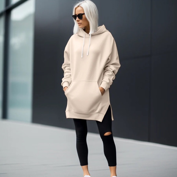 the Warmy | Tops | The Warmy Oversized Hoodie Dress Color Cream Only ...